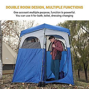 KingCamp Oversize 2 Persons Outdoor Easy Up Portable Dressing Changing Room Shower Privacy Shelter Tent, Blue/Grey