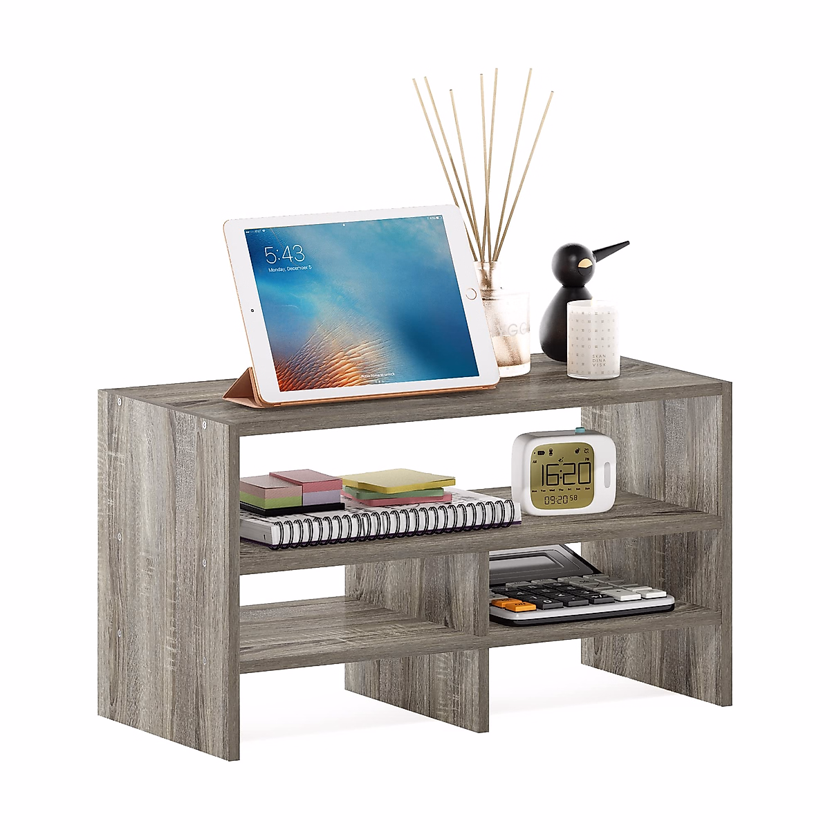 Furinno Hermite Desk Top Organizing Shelf Bookcase, French Oak