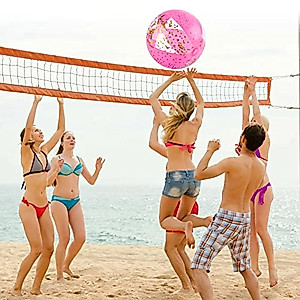 FUTUREPLUSX 2PCS Glitter Beach Balls, 16 Inch Inflatable Beach Balls Confetti Sparkling Balls for Kids Toddlers Sand Toys Summer Pool Party Favors