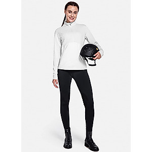 BALEAF Women's Horse Riding Shirts Long Sleeve Half Zip Pullover Fleece Jacket Winter Cold Weather Running Gear White L