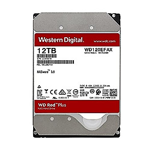 Western Digital 12TB WD Red Plus NAS Internal Hard Drive HDD - 5400 RPM, SATA 6 Gb/s, CMR, 256 MB Cache, 3.5" - WD120EFAX