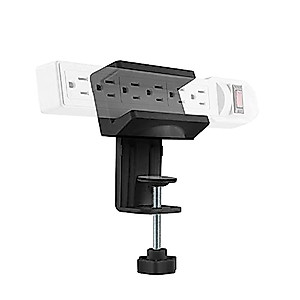 AVLT Power Strip Desk Mount - Desk Clamp Power Strip Holder - Power Strip Clamp Mount - Fits Power Strip Width Between 1.6" to 2.4" - for Desk Edge, Work Bench, Spinal Condition - Black