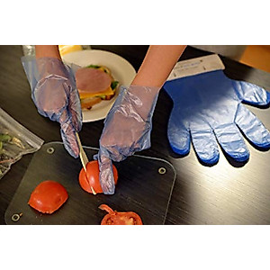 Daxwell Poly Gloves, Easy-Fit Food Prep Gloves, Header Gloves, One Size Fits All, Blue, With Wall Mount, F10003538 (Case of 1,000, 20 Cards of 50)