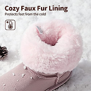 DREAM PAIRS Girls Boys Winter Boots Faux Fur Lined Mid Calf Kids Snow Tall Shoes for Little Kid/Big Kid,Size 1 Little Kid,Pink,Sweaty-Buckle-K