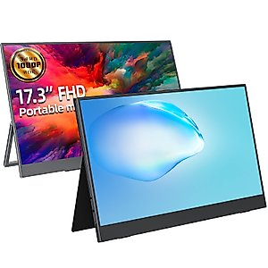 cocopar USB-C Portable Monitor Bundle [15.6inch with Cover & 17.3inch with Kickstand] 1080P FHD HDR Zero Frame USB-C Computer Display with Dual Type-C Mini HDMI for Laptop PC Mac Surface Xbox PS4/5