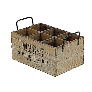 Deco 79 Wood 6 Bottle Wine Holder with Handles, 16" x 9" x 8", Brown