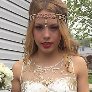 Blindery Gold Head Chain Jewerly Rhinestone Hair Headpiece Wedding Headband Chain Crystal Hair Accessories for Women