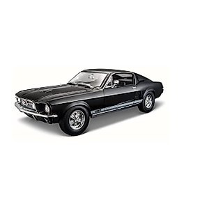 Maisto Year 2014 Special Edition Series 1:18 Scale Die Cast Car Set - Metallic Black Color Classic Coupe 1967 FORD MUSTANG GTA FASTBACK with Display Base (Car Dimension: 10 x 3-1/2 x 3) by Maisto