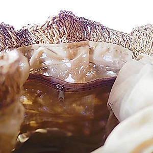 N/C Handwoven Rattan vintage purse Bag Bucket bag Natural Chic Casual Handbag Beach Sea tote Basket Straw shoulder Bag (Light Brown)