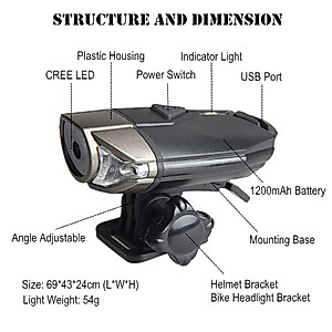 WASAGA Bike Helmet Light, 300 Lumen Led Bicycle Helmet Light 3 Modes USB Rechargeable Waterproof Bike Front Headlight Perfect for Riding or Outdoor Activities