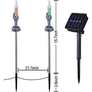 VOGVOG Halloween Pathway Lights, 5 Pack Candle Skull Hand Candle Holder, LED Halloween Decor Candle Lights, Solar Powered, Indoor and Outdoor Party Home Garden Porch Halloween Decoration