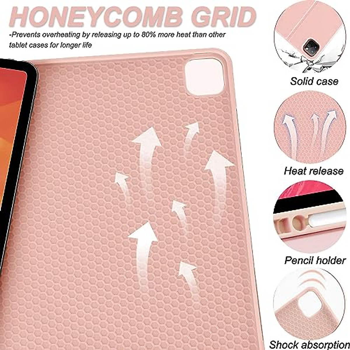 D DINGRICH iPad Pro 12.9 Case with Keyboard - Magnetically Detachable, Backlit, Type-C, Bluetooth Connection, for iPad Pro 6th/5th/4th/3rd Generation 12.9 inch - Pink