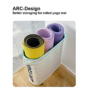 QIAOIDEA Yoga Mat Stand Rack Storage Basket, Yoga mat Holder, Yoga Mat Tube Stand, Home Gym Storage Rack for Foam Roller, Yoga strapand, Resistance Bands, Workout Equipment Storage Organizer
