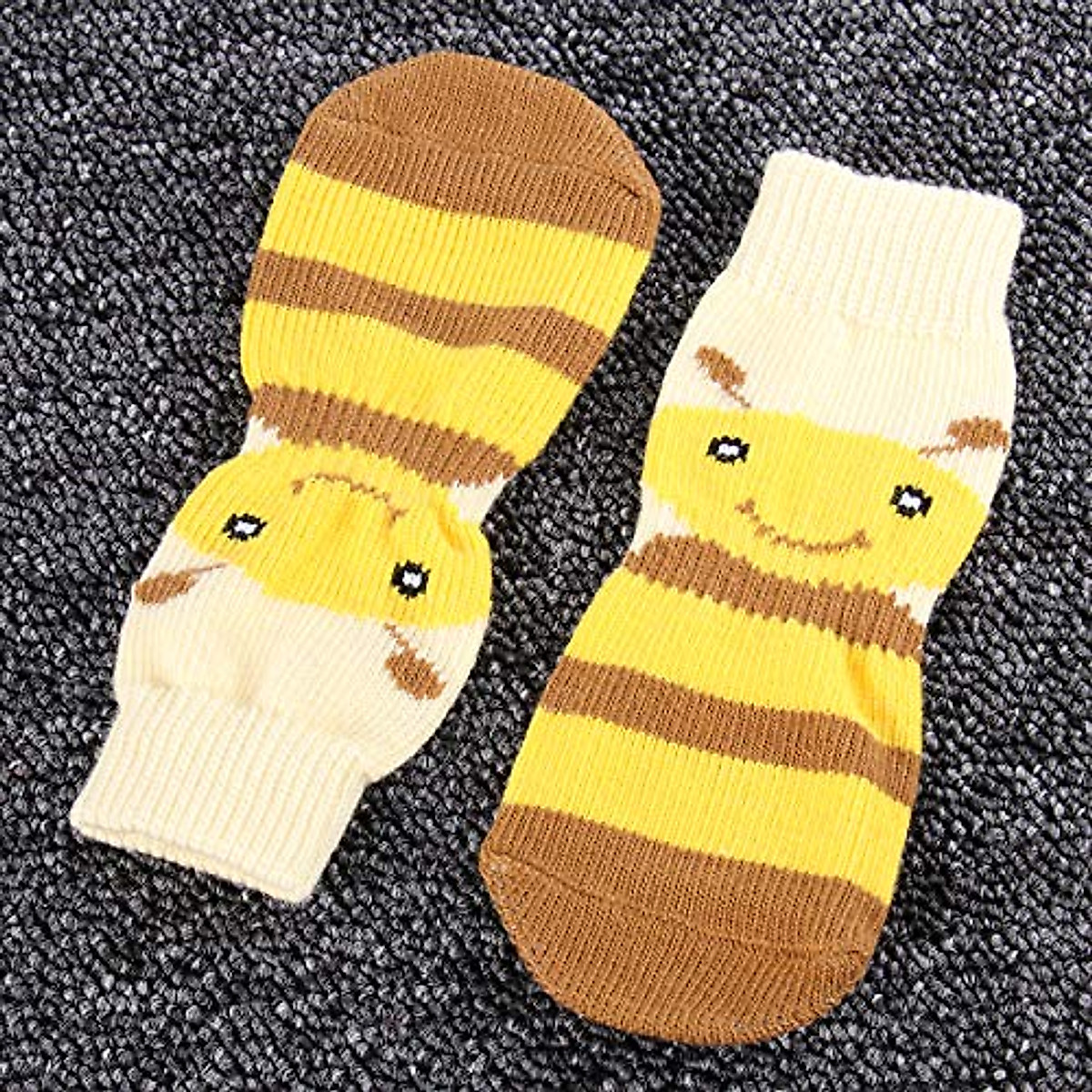 Baluue 4pcs Warm Knitted Socks Anti- Slip Bee Socks Adorable Stockings Pet Supplies (Yellow, Size 5XL) Pet Supply