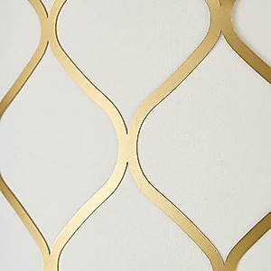 Globe Electric Novogratz x 65787 Kinsley 65" Floor Lamp, Matte Brass, Metal Mesh Over Cotton Shade