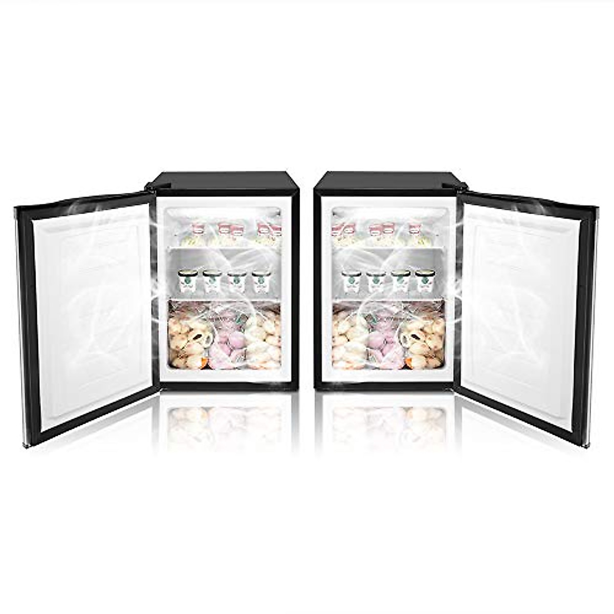 Winado Upright Freezer, 2.1 Cu.ft Mini Freezer, Stainless Steel Compact Upright Freezer w/Reversible Single Door, Removable Shelves for Home, Dorms, Apartment, Office