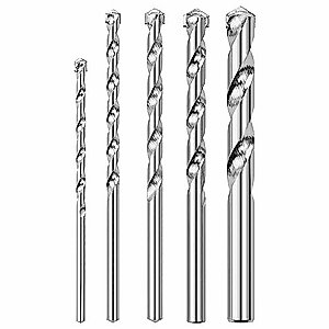 BOSCH BM5005 5-Piece Fast Spiral Rotary Masonry Carbide Tip Bits Assorted Set for Rotary Drilling Applications in Block, Brick, Masonry