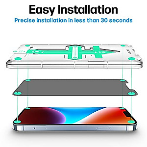 Power Theory Privacy Screen Protector for iPhone 14, iPhone 13, iPhone 13 Pro Tempered Glass Anti Spy protection with Easy Install Tray