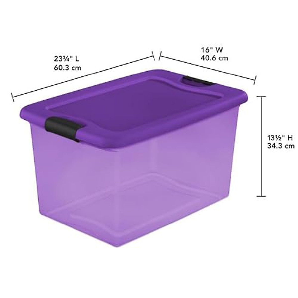 Sterilite 64 Qt Latching Storage Box, Stackable Bin with Latch Lid, Plastic Container to Organize Halloween Decor, Purple Tint with Purple Lid, 6-Pack