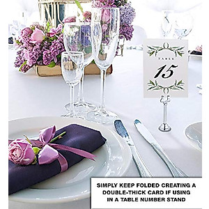Laurel Wreath and Greenery Wedding Table Numbers, 1-10, Double Sided, Tent or Use in a Stand, Great for Parties & Restaurants - Made in the USA