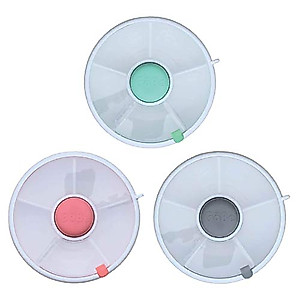 GoBe 3 Pack Kids Snack Spinner - Grey/Coral/Teal - Reusable Snack Container with 5 Compartment Dispenser and Lid - Leakproof, Spill-Proof - for Toddlers, Babies, Home, Travel