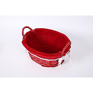 Wicker Storage Baskets Oval Woven Basket with Handle Liner for Shelf Decorative Empty Gift Baskets Decor