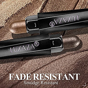 LUXAZA 3Pcs Metallic Brown Eyeshadow Stick Set, Metallic And Shimmer Creamy EyeShadow Pencil, Smooth High Pigmented Eye Brightener Stick Smoky Eye Makeup