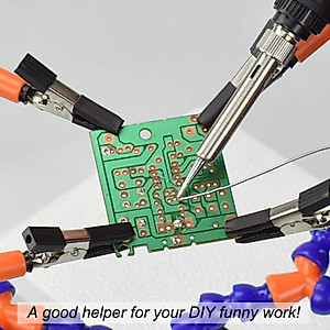 Helping Hands Third Hand Soldering 4 Arms with Adjustable Vise Tabletop-Clamp Base Perfect for Pcb Repair, Jewelry Solder Holder (N-Y4BE-SY9)
