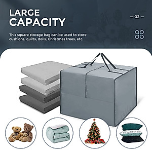 boyspringg Outdoor Cushion Storage Bag, 420D Waterproof Fabric, Outdoor Cushion Storage, 32'' x 32'' x 24'', Patio Cushion Storage Bag for Outdoor Furniture, Cushion, Pillow etc.（Grey）
