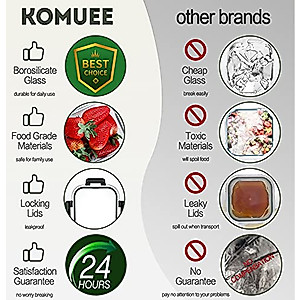 KOMUEE 10 Packs 30 oz Glass Meal Prep Containers,Glass Food Storage Containers with Lids,Airtight Glass Lunch Bento Boxes,BPA Free,Microwave, Oven, Freezer and Dishwasher,Gray