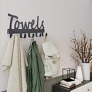 Over The Door Hooks Towel Rack Holder Heavy-Duty Organizer on Bathroom Cabinet Cupboard Door Hooks for Towel, Robe,Coat, Bag,Keys - 5 Hooks