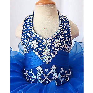 Junguan Toddler Girls Halter Pageant Cupcake Dresses Little Baby Short Ball Gowns with Crystals 2020 7 US Red
