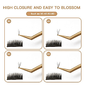 Eyelash Extension Tweezers, 3-Pack,Professional Stainless Steel Tweezers for Volume Lashes, Straight and Curved Tips for 3D-6D,Golden