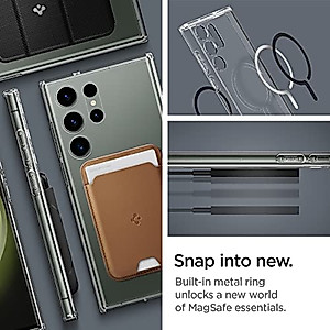 Spigen Ultra Hybrid OneTap Metal Ring MagFit Compatible with MagSafe Designed for Galaxy S23 Ultra Case (2023) - Black