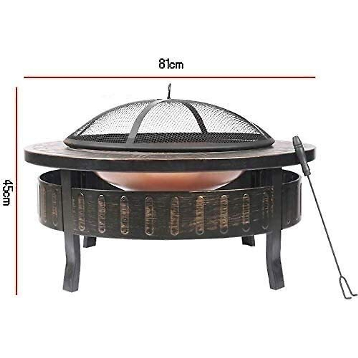 LEAYAN Garden Fire Pit Portable Grill Barbecue Rack Outdoor Metal Firepit Round Table Backyard Patio Garden Stove Wood Burning Fire Pit with Spark Screen, Log Poker and Cover for Camping BBQ Cooking