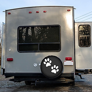 Foruidea Paw Print Spare Tire Cover Dust-Proof Wheel Tire Cover Fit Trailer, RV, SUV and Many Vehicle 17 Inch