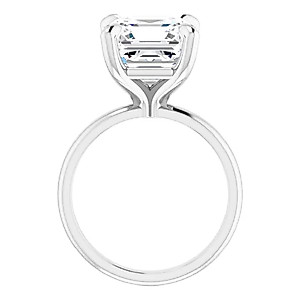 10K Solid White Gold Handmade Engagement Ring, 5 CT Asscher Cut Moissanite Diamond Solitaire Wedding/Bridal Rings for Women/Her, Minimalist Anniversary Ring Gifts (5.5)
