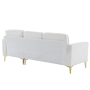 BeiXuan Modern Convertible Modular Sectional Sofa with Ottomans，Upholstery，3-Seat L Shaped Couch Sofa Bed for Living Room/Bedroom/Office/Apartment/Small Space，Boucle Yarn, Beige