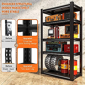 Raybee Garage Shelving Heavy Duty Load 2050LBS, Garage Storage Shelves Heavy Duty Shelving, Adjustable 5-Tier Metal Shelving Unit, Garage Shelves for Storage Shelving, Commercial Basement Storage Rack