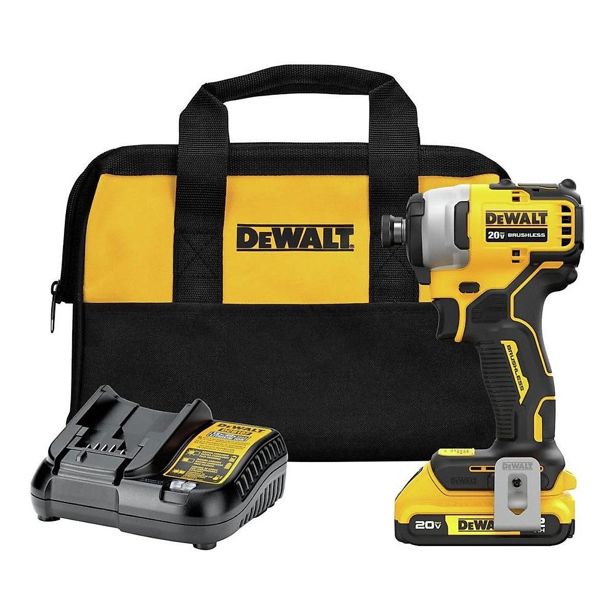 Dewalt DCF809D1 20V MAX ATOMIC Brushless Compact Lithium-Ion 1/4 in. Cordless Impact Drill Driver Kit (2 Ah)