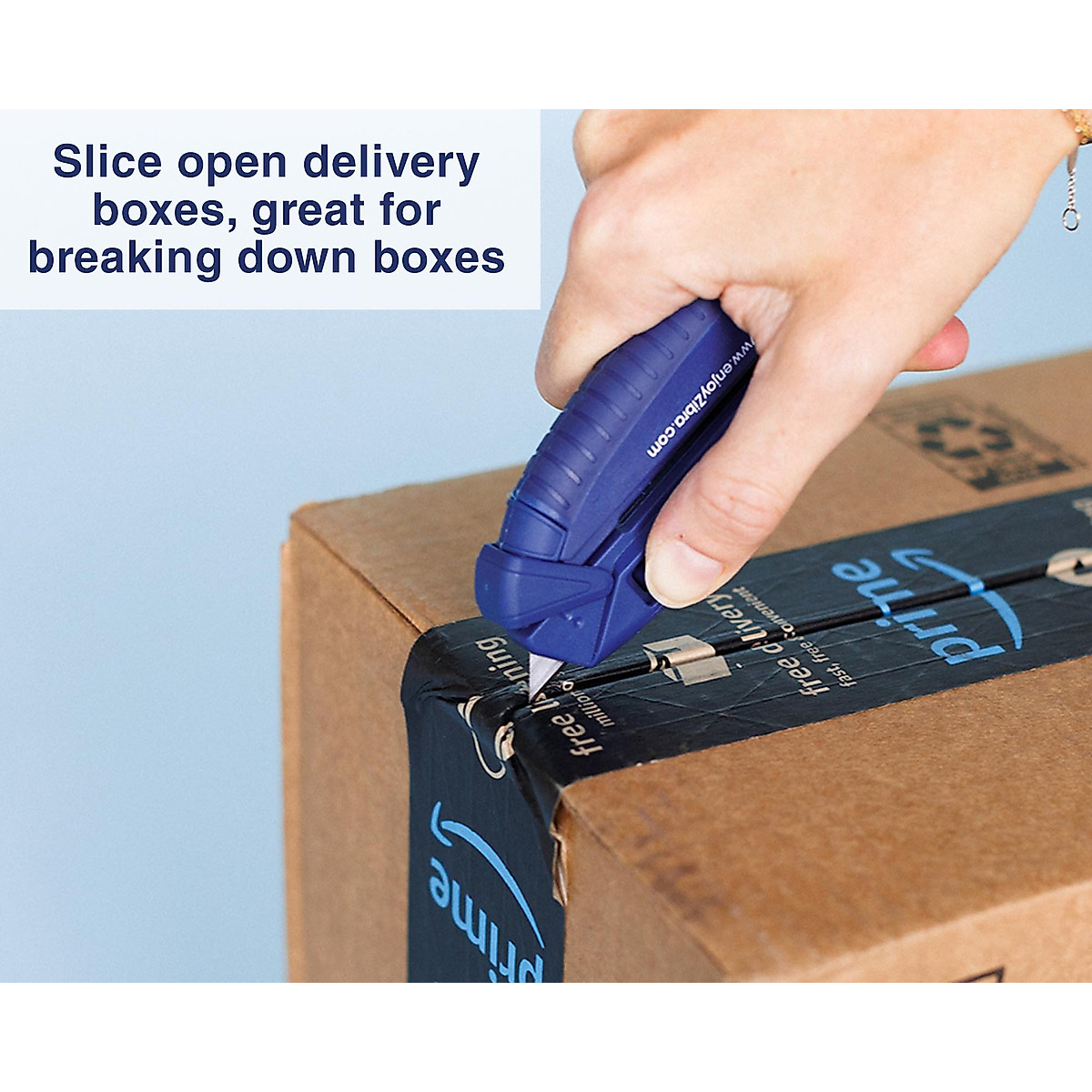 Zibra Open-It! All-In-One Multi Tool with Heavy-Duty Scissors, Box Cutter, Screwdriver, and Package Opener, Blue