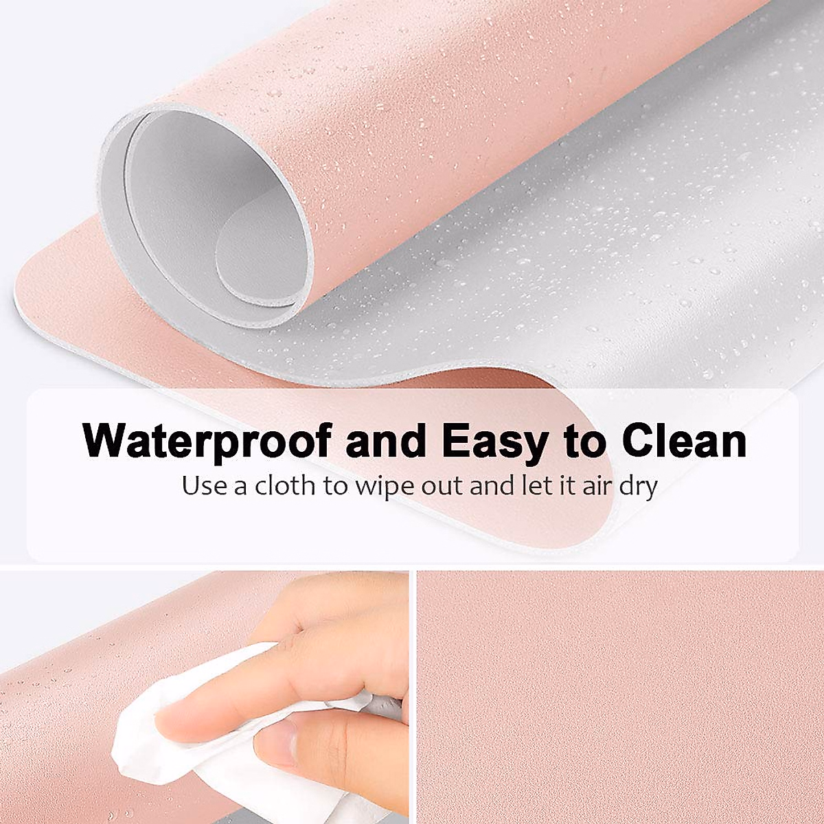Desk Pad Protector Office Desk Mat, BUBM Waterproof PU Leather Desk Writing Mat Laptop Large Mouse Pad Desk Blotters Desk Decor for Office Home, 35.4" x 17" Pink