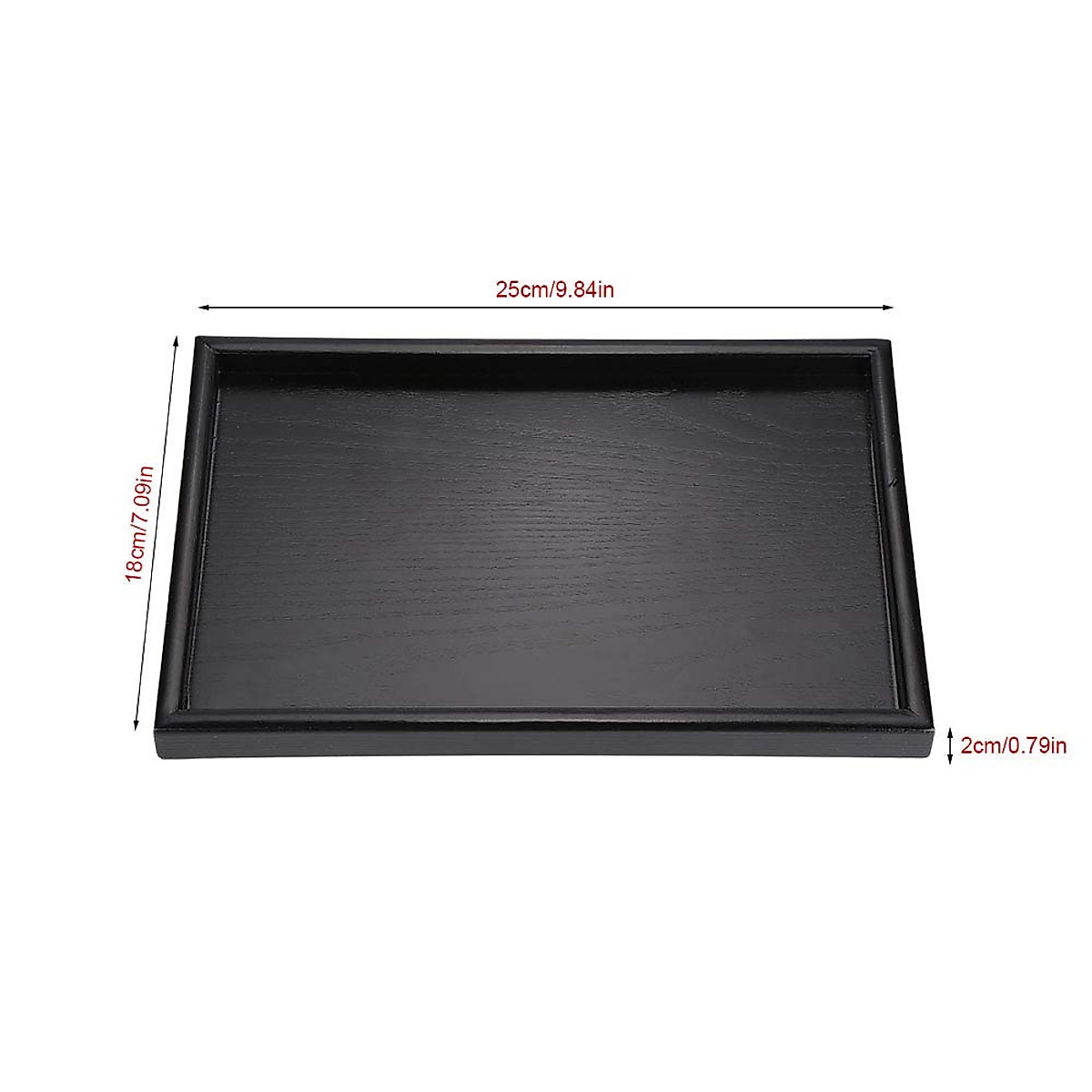 Leftwei Food Serving Tray, Wooden Serving Tray Black Wood Rectangle Food Tray Butler Tray Breakfast Tray with Handles for Restaurants Coffee Shops Canteens (25 * 18 * 2cm)