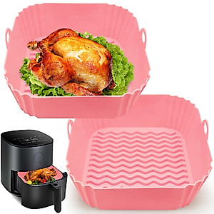 Air Fryer Silicone Liners, 8'' Square 4 to 7 QT Food Grade Reusable Heat Resistant Airfryer Silicone Liners Inserts Baskets Bowl Accessories for Instant Vortex COSORI CHEFMAN Air Fryer Oven Microwave