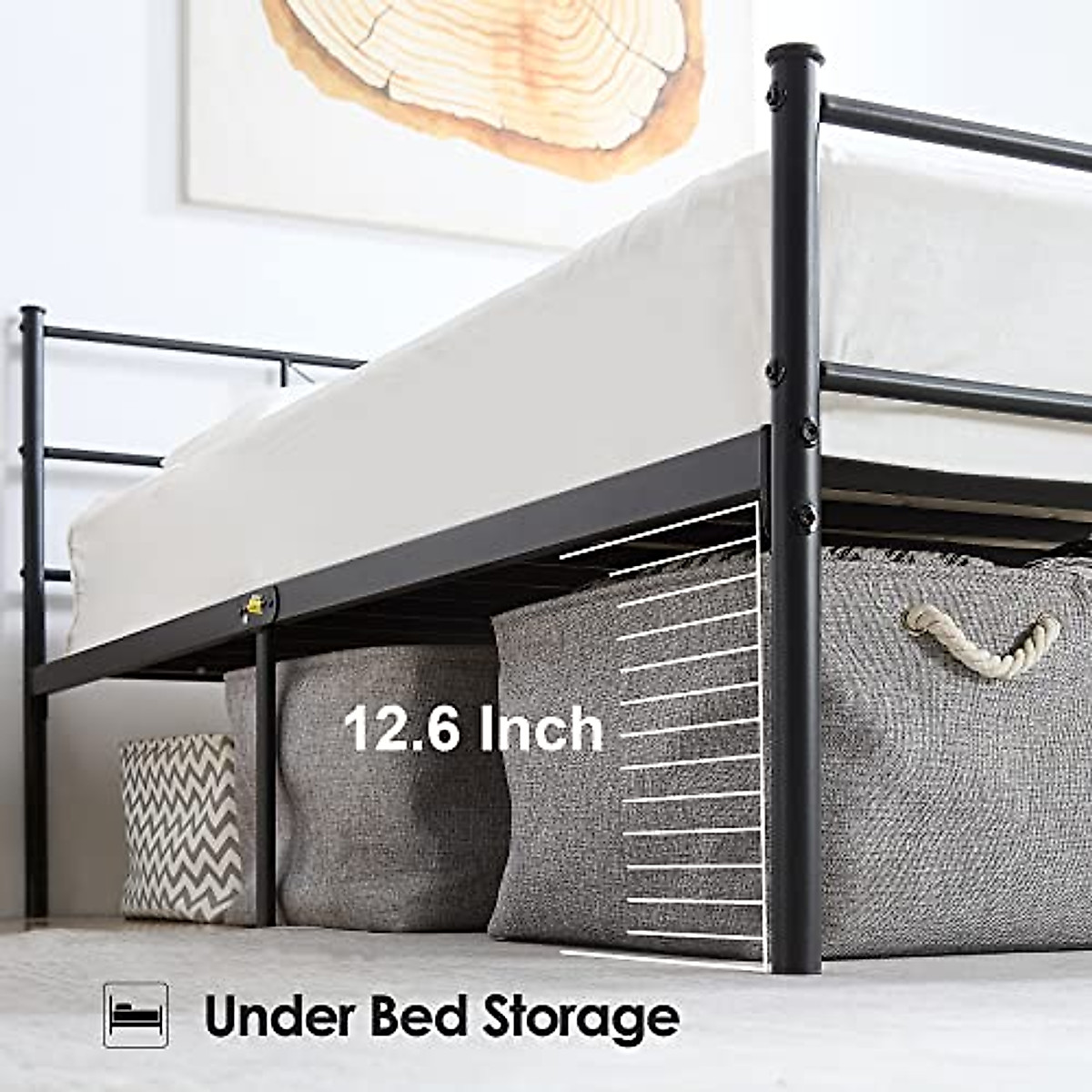 VECELO Metal Platform Bed Frame Mattress Foundation with Headboard & Footboard/Firm Support & Easy Set up Structure, Queen, Black