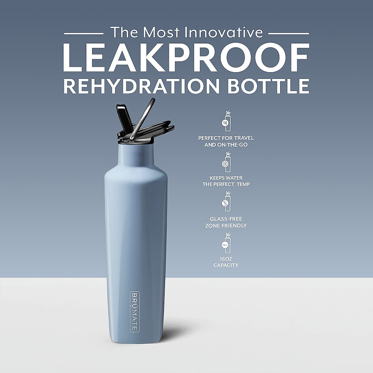 BrüMate ReHydration - 100% Leakproof 25oz Insulated Water Bottle with Straw - Stainless Steel Water Canteen (Dark Aura)