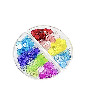 SEETOOOGAMES 1000 Pieces 3/4 inch Transparent 8 Color Bingo Counting Chips Plastic Markers