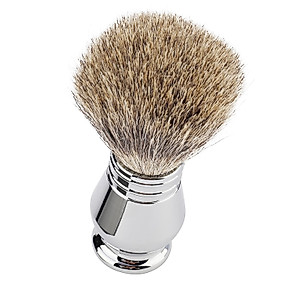 CSB Pure Badger Hair Knot Shaving Brush with Stylish Chrome Metal Handle - Wet Shave for Men