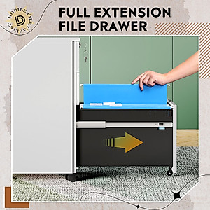 DEVAISE White File Cabinet, Small Filing Cabinet with 3 Drawers with Slim Width for Home Office, Rolling Under Desk Cabinet (11.8 inch)