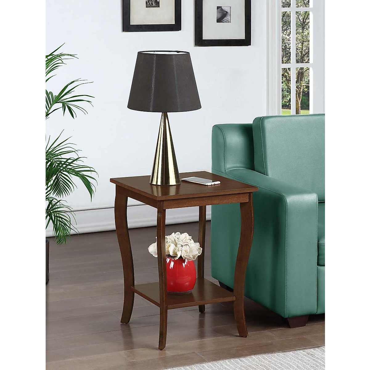 Convenience Concepts American Heritage Square End Table with Shelf, Espresso